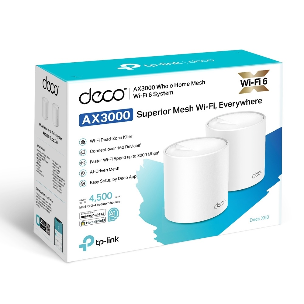 Roteador Wireless Mesh Deco X50 (2-Pack) Dual Band AX3000, TP-LINK