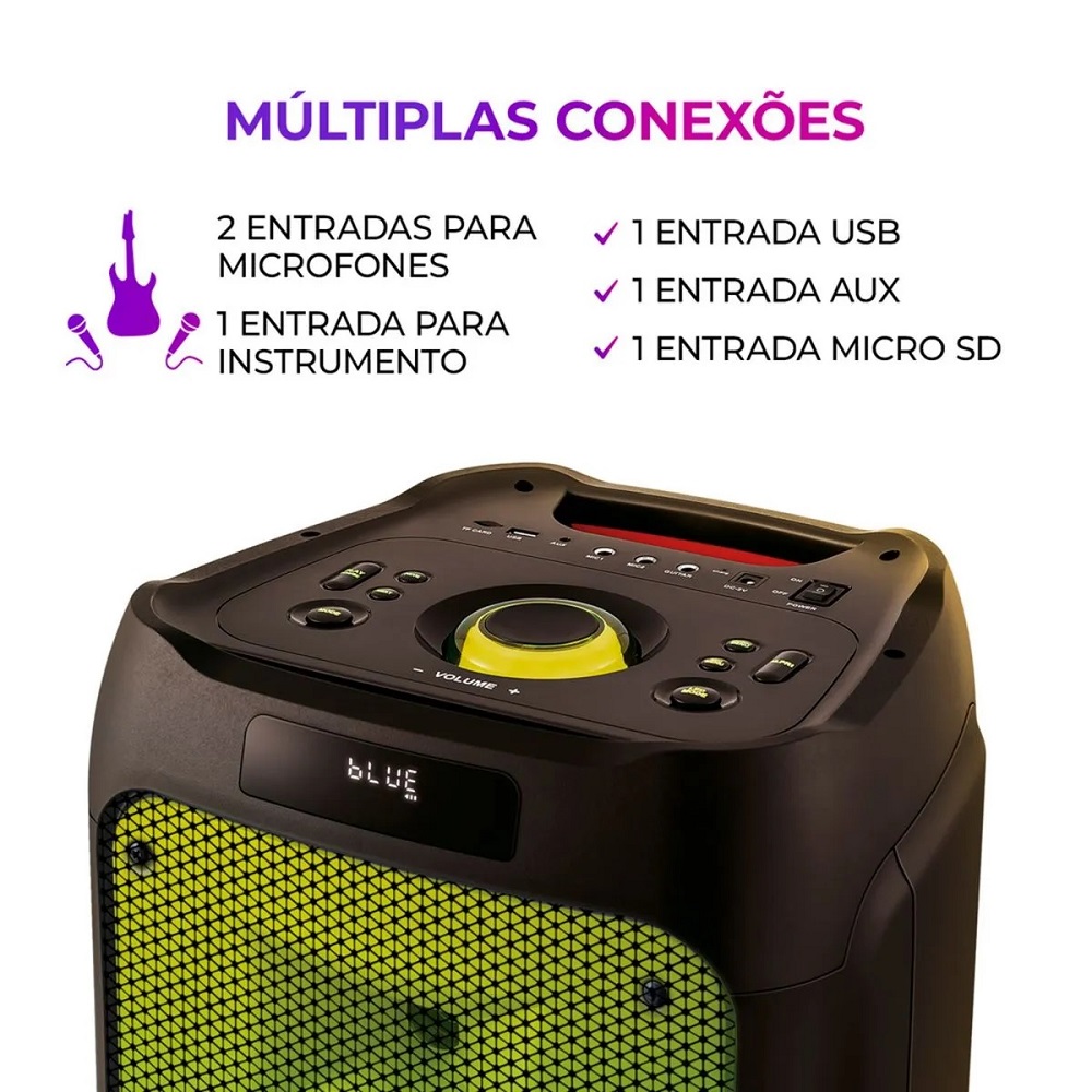 Caixa de Som 300W RMS Partybox AWS-PB-06 Preta, Bluetooth, AIWA